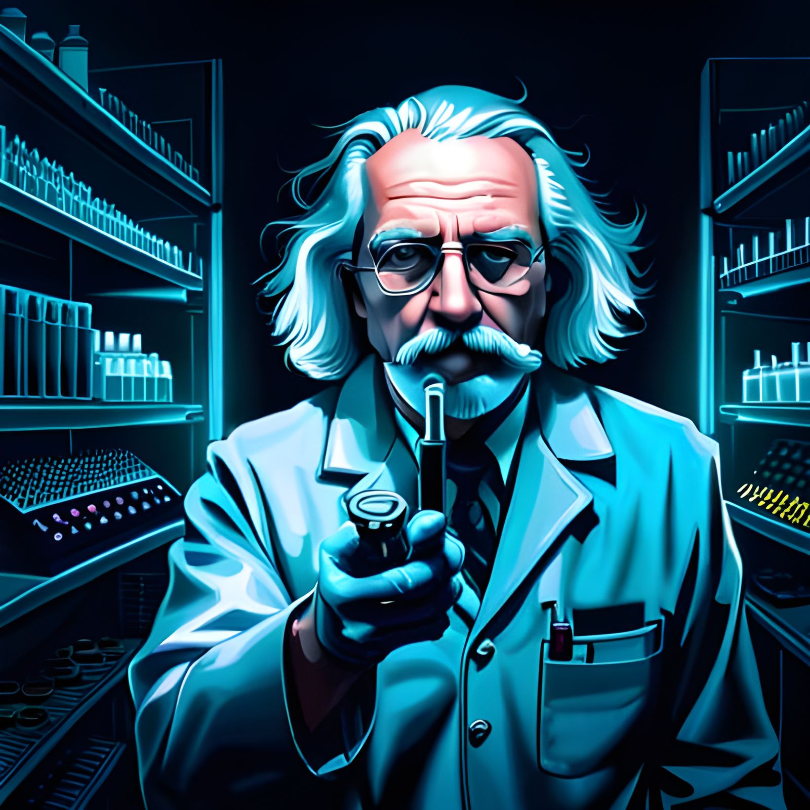 Mad Scientist Series - The older Dr. Brown with his pipe - AI Generated ...