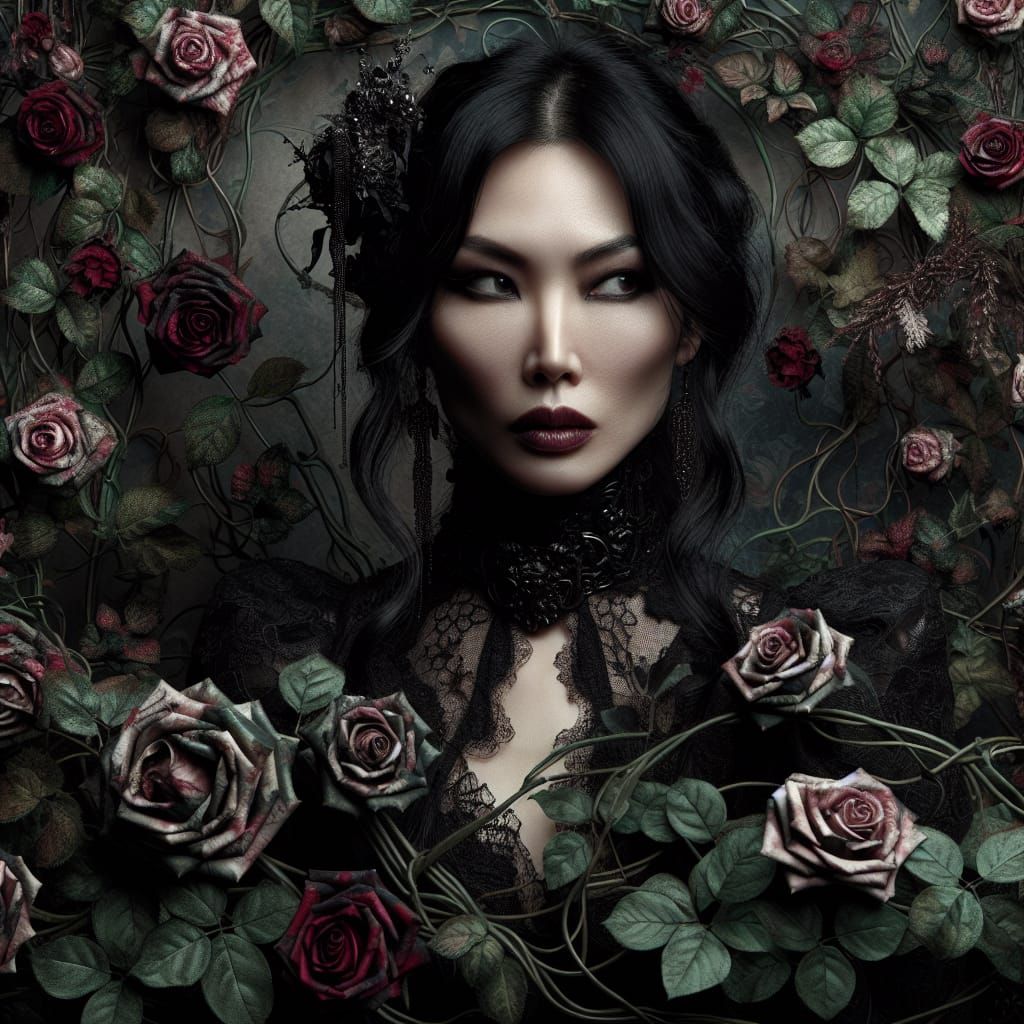 Woman, gothic, Emilie Autumn, roses, vines, ivy - AI Generated Artwork ...