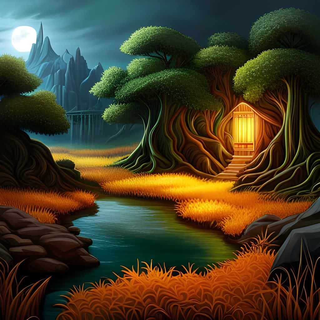 Wizard's Forest Hut - AI Generated Artwork - NightCafe Creator