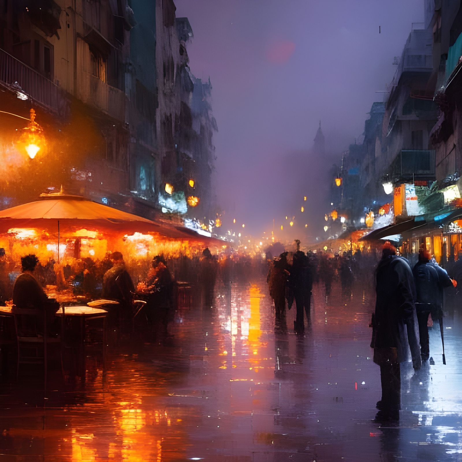 cafe at night - AI Generated Artwork - NightCafe Creator