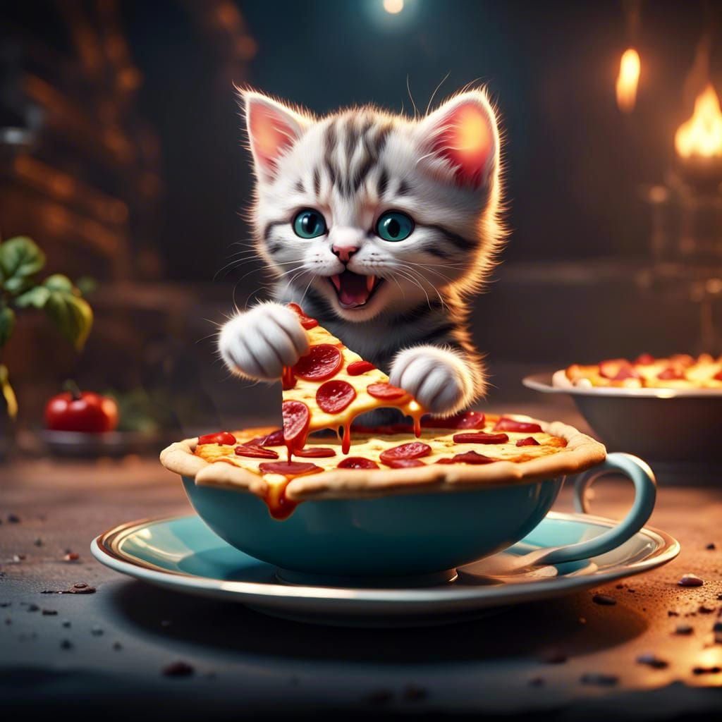 A Kitten favourite food - AI Generated Artwork - NightCafe Creator