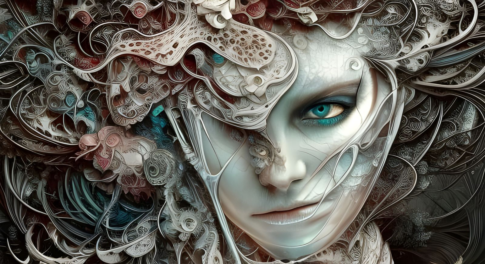 Translucent skulls with visible wiring and tubing with symmetrical face ...