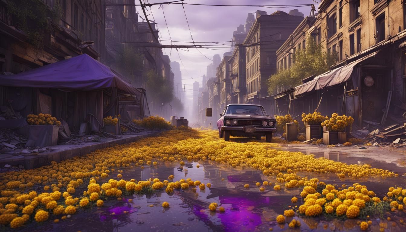 Yellow Flower Apocalypse - AI Generated Artwork - NightCafe Creator