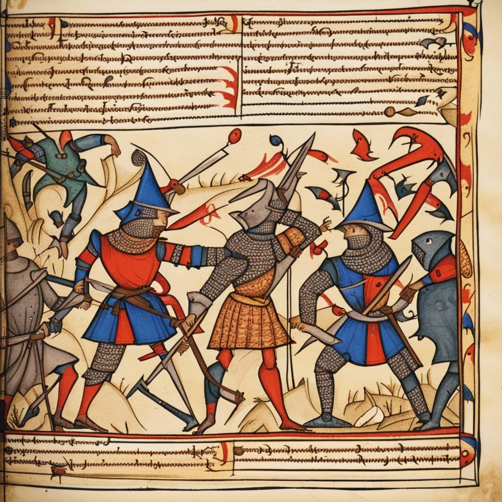 Knights fighting (from a medieval manuscript) - AI Generated Artwork ...