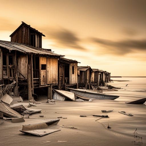 decay in a storm fishing village - AI Generated Artwork - NightCafe Creator