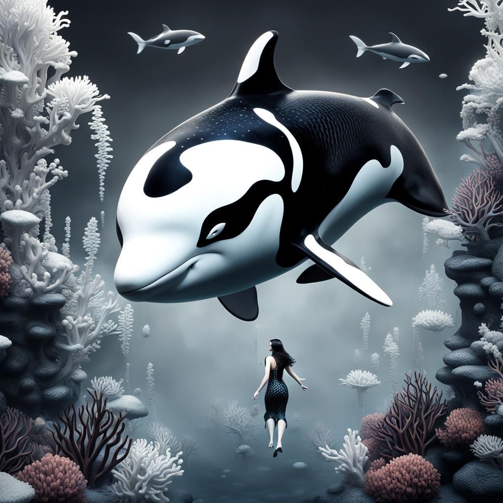 Swimming With An Alien Orca - AI Generated Artwork - NightCafe Creator