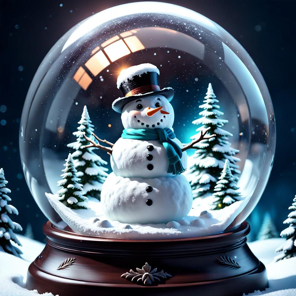 Snowman snow globe - AI Generated Artwork - NightCafe Creator