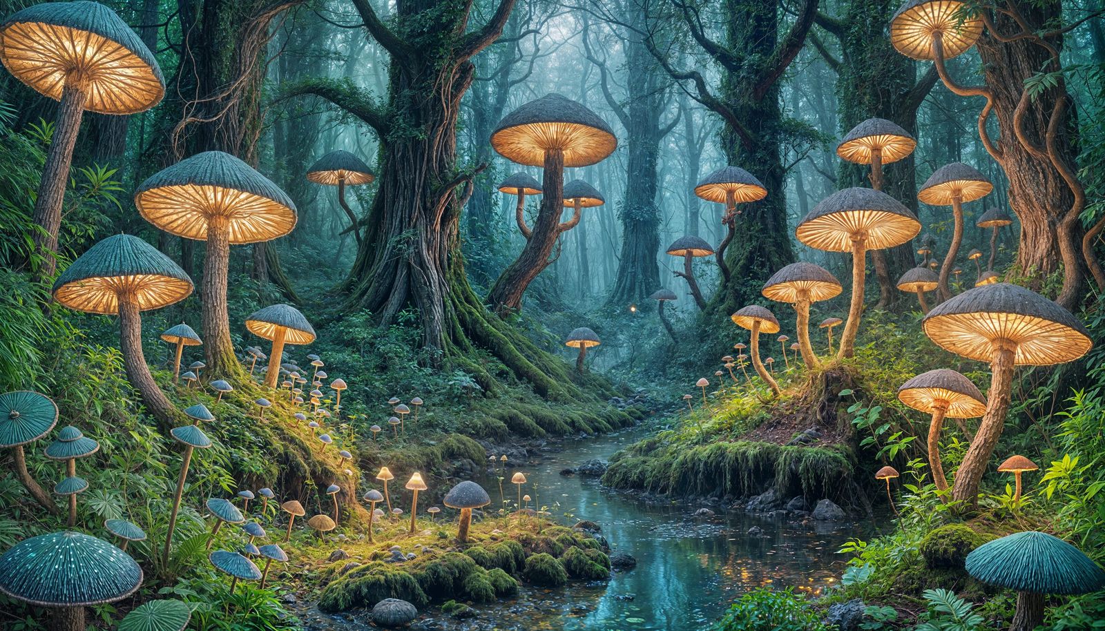 The Shroom Grove - Ethereal Bioluminescent Forest Scene in ...