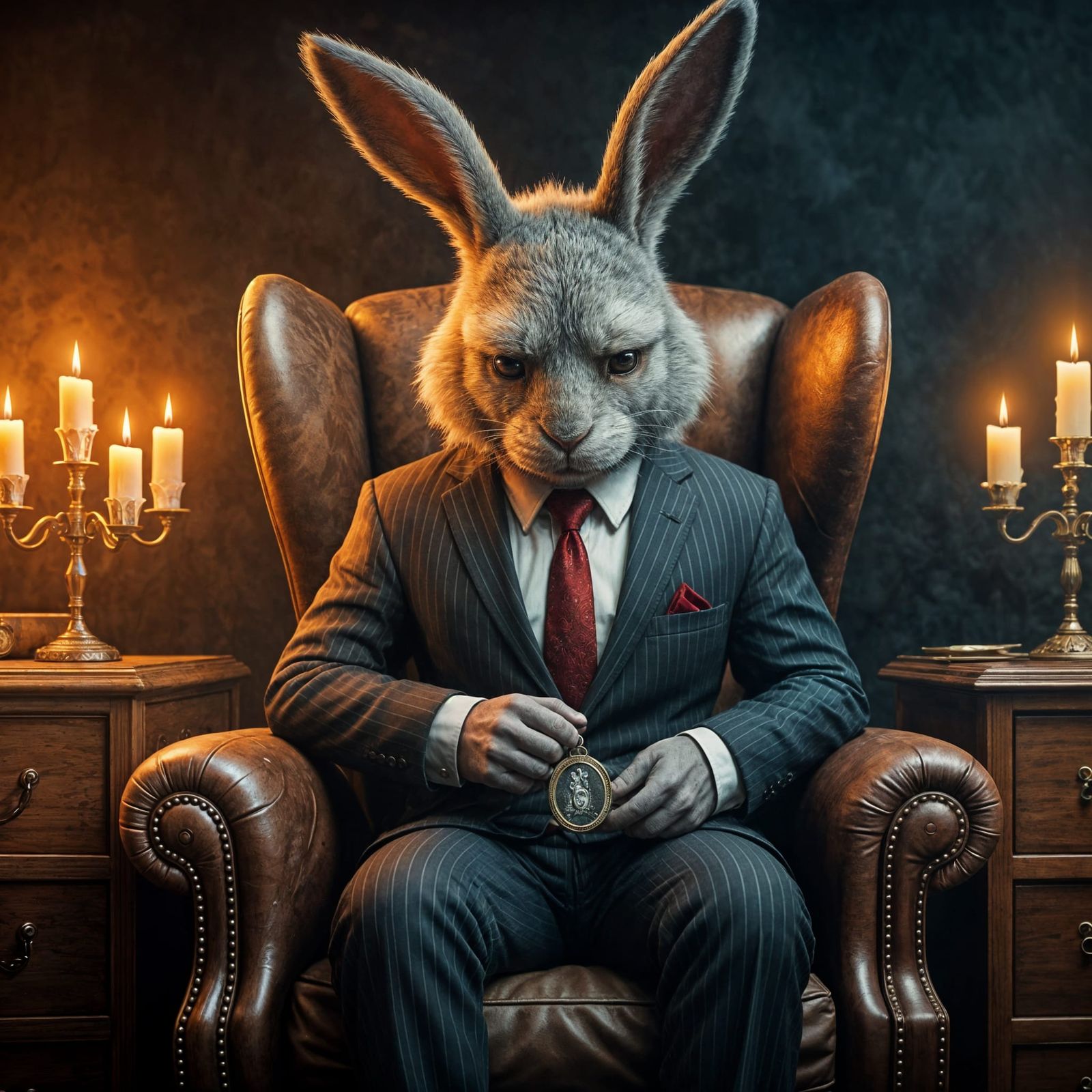 Mafia Rabbit's Lament: A Hyperrealistic Portrait o... - AI Art