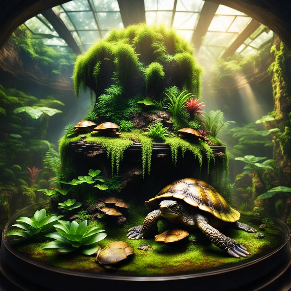 Terrarium with turtles - AI Generated Artwork - NightCafe Creator