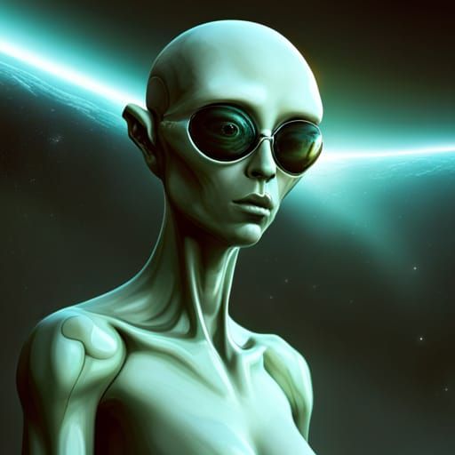 alien with glasses (A) - AI Generated Artwork - NightCafe Creator