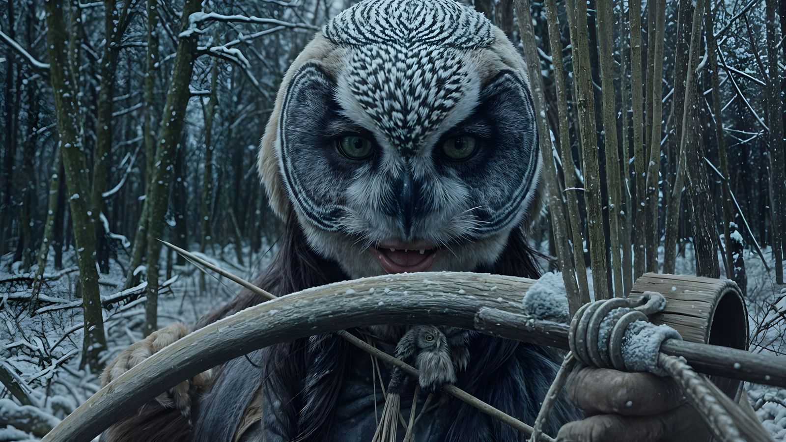 Ethereal Indigenous Huntress in Winter Wonderland - AI Art