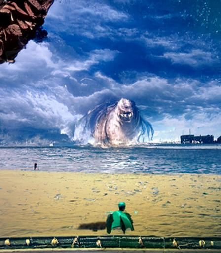 Gigantic monster coming out of the sea - AI Generated Artwork ...