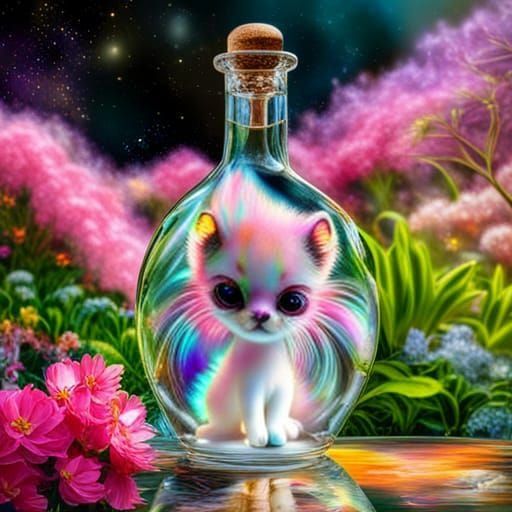 Astral Cat in a Bottle - AI Generated Artwork - NightCafe Creator