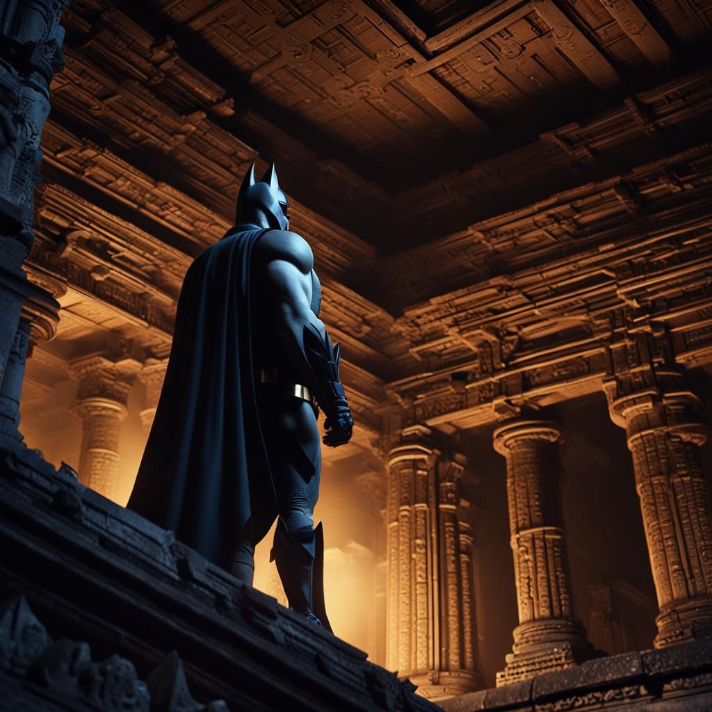 Batman exploring an ancient ruin - AI Generated Artwork - NightCafe Creator