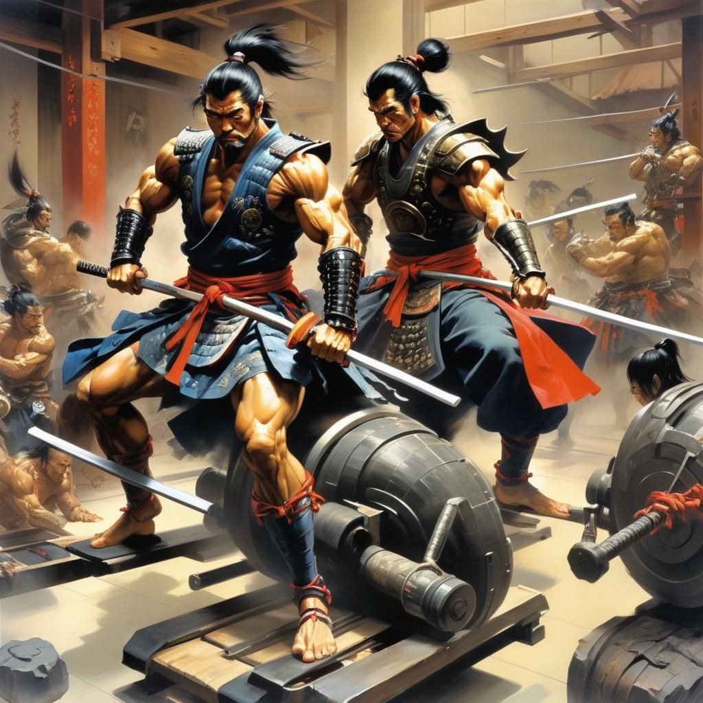 Art by Yoshitaka Amano and Frank Frazetta, traditional samurai warriors ...