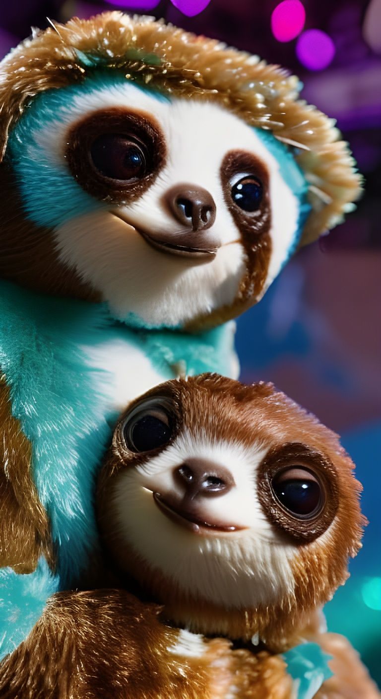 Baby Sloths by Josephine wall intricately detailed maximalist 4K 64 ...