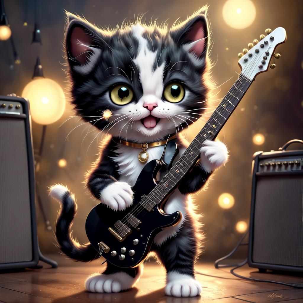 Hung Over Rocker Kitty - AI Generated Artwork - NightCafe Creator