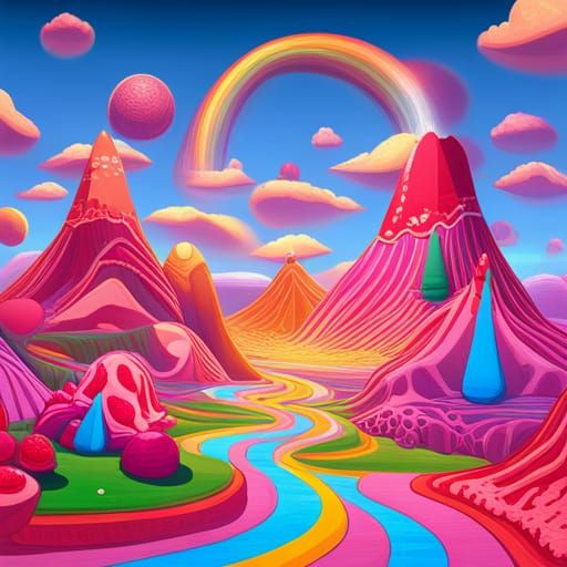 Candy volcano - AI Generated Artwork - NightCafe Creator