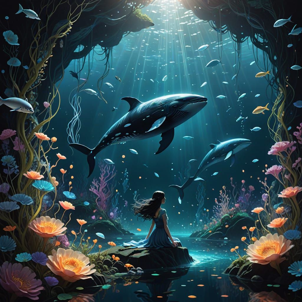 Mermaids and Whales Perform Enchanting Underwater ... - AI Art