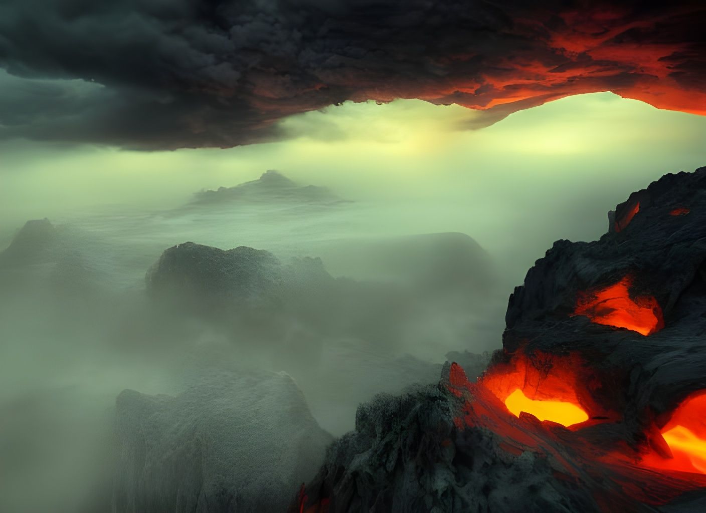 bottomless pit of lava - AI Generated Artwork - NightCafe Creator