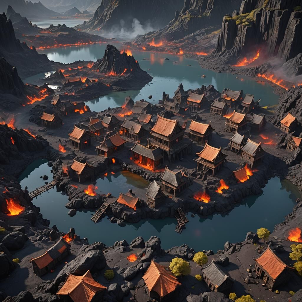 Ash lake village - AI Generated Artwork - NightCafe Creator