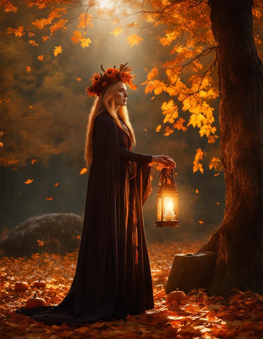 Samhain Cailleach casting her autumn spells - AI Generated Artwork - NightCafe Creator