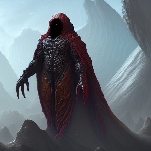 Hooded alien creature - AI Generated Artwork - NightCafe Creator