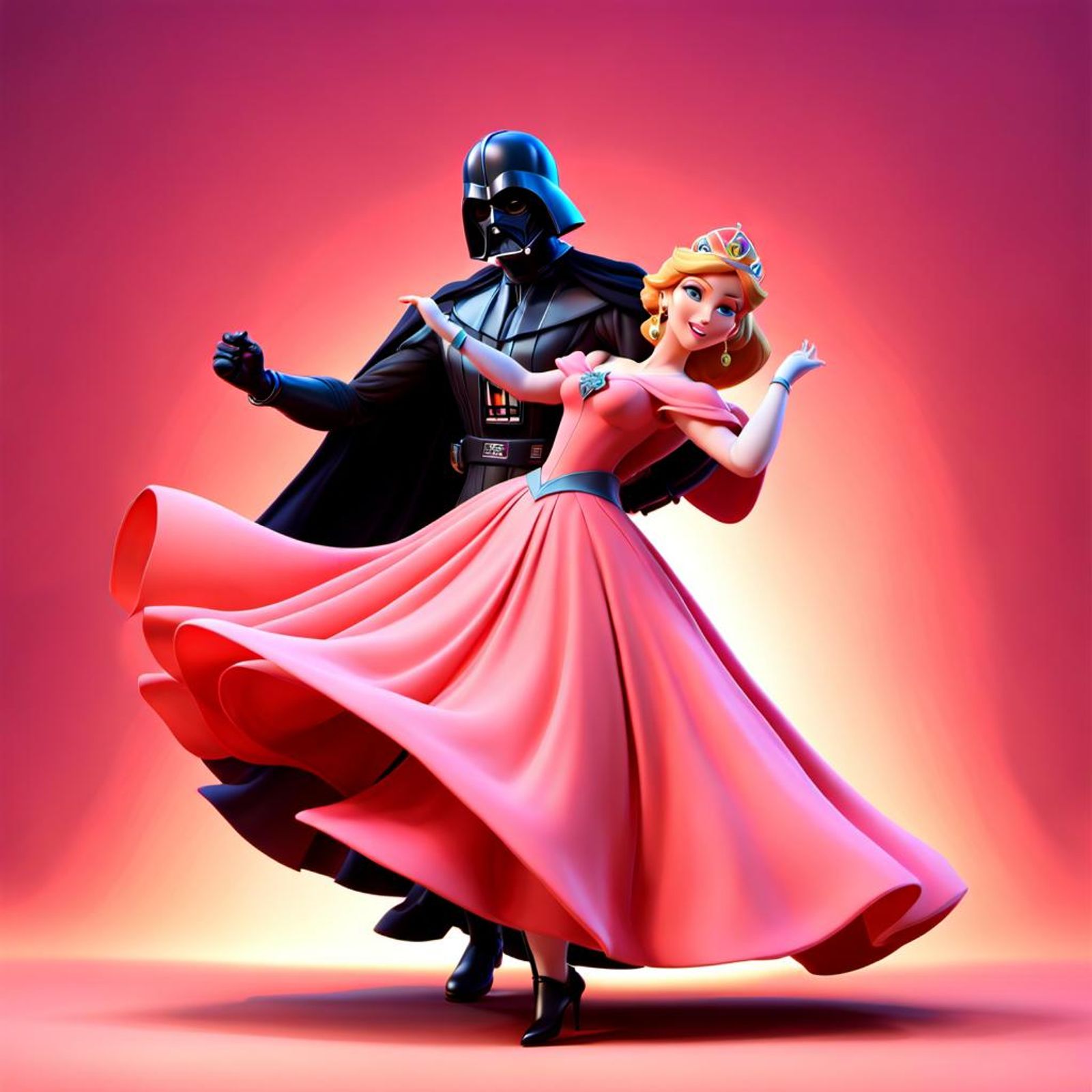 Darth Vader with Princess Peach dancing the hustle. - AI Generated ...