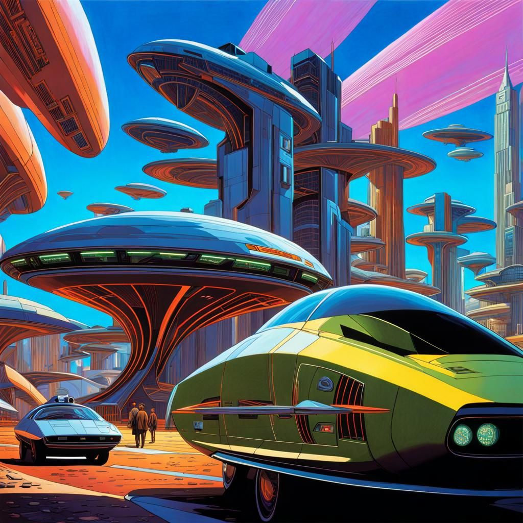 Futuristic Utopian World City: Where Biology and Technology Are Beautifully Aligned, intricate ...
