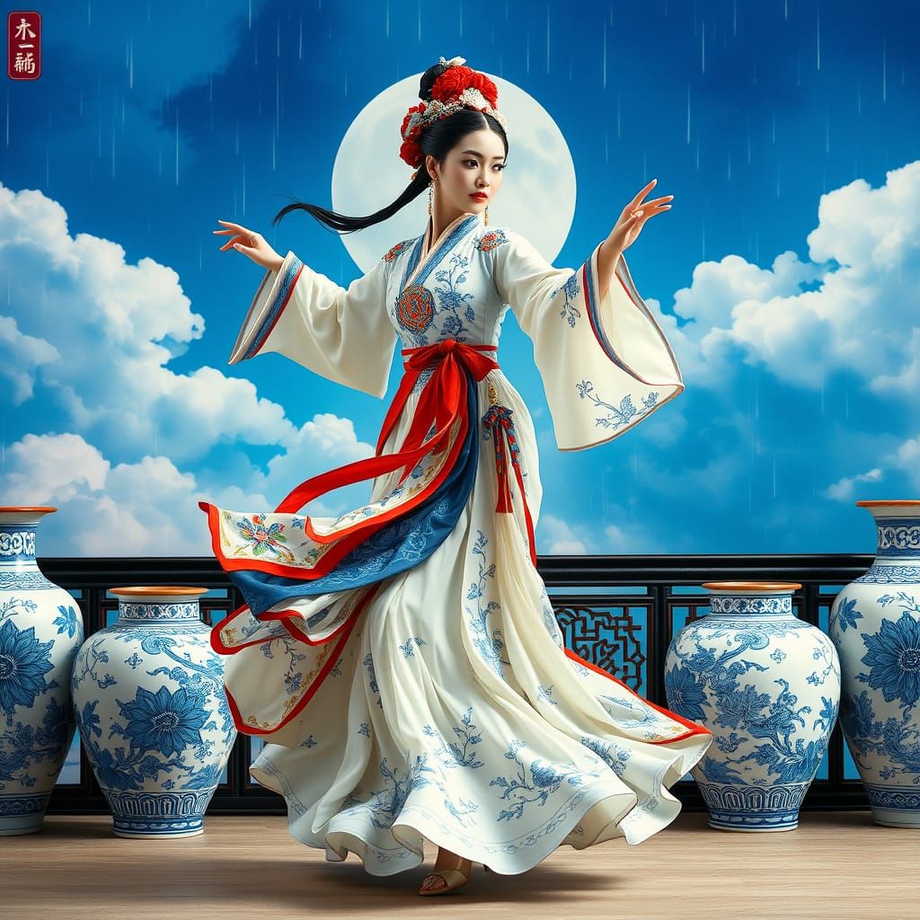 On the dance floor - Elegant Beijing Opera Dancer in Traditi...