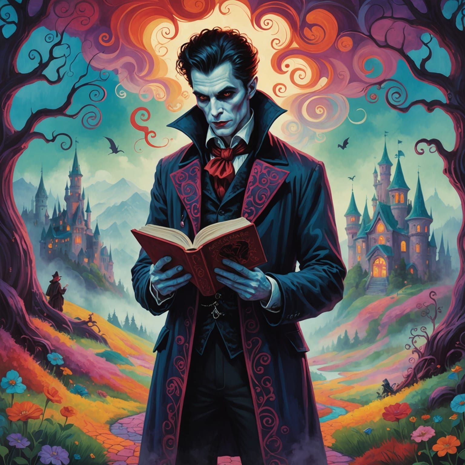 Vampire Reading - AI Generated Artwork - NightCafe Creator