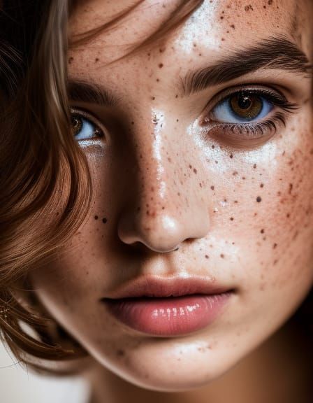 girl with freckles portrait - AI Generated Artwork - NightCafe Creator