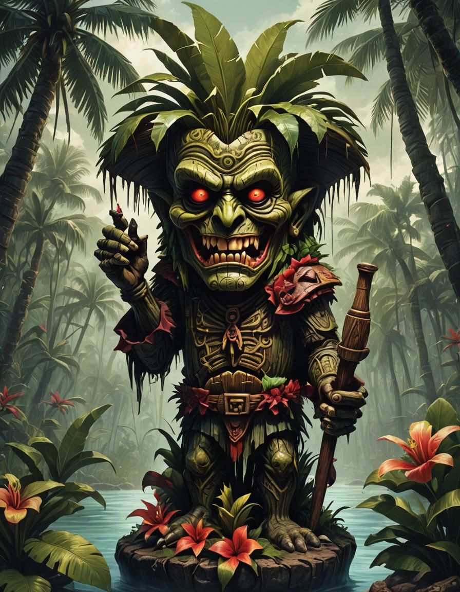 vampire tiki horror tropical - AI Generated Artwork - NightCafe Creator