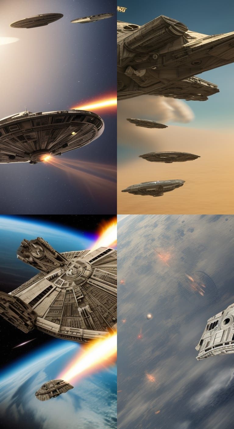 Highly Detailed Millennium Falcon Flying into a space from which the ...