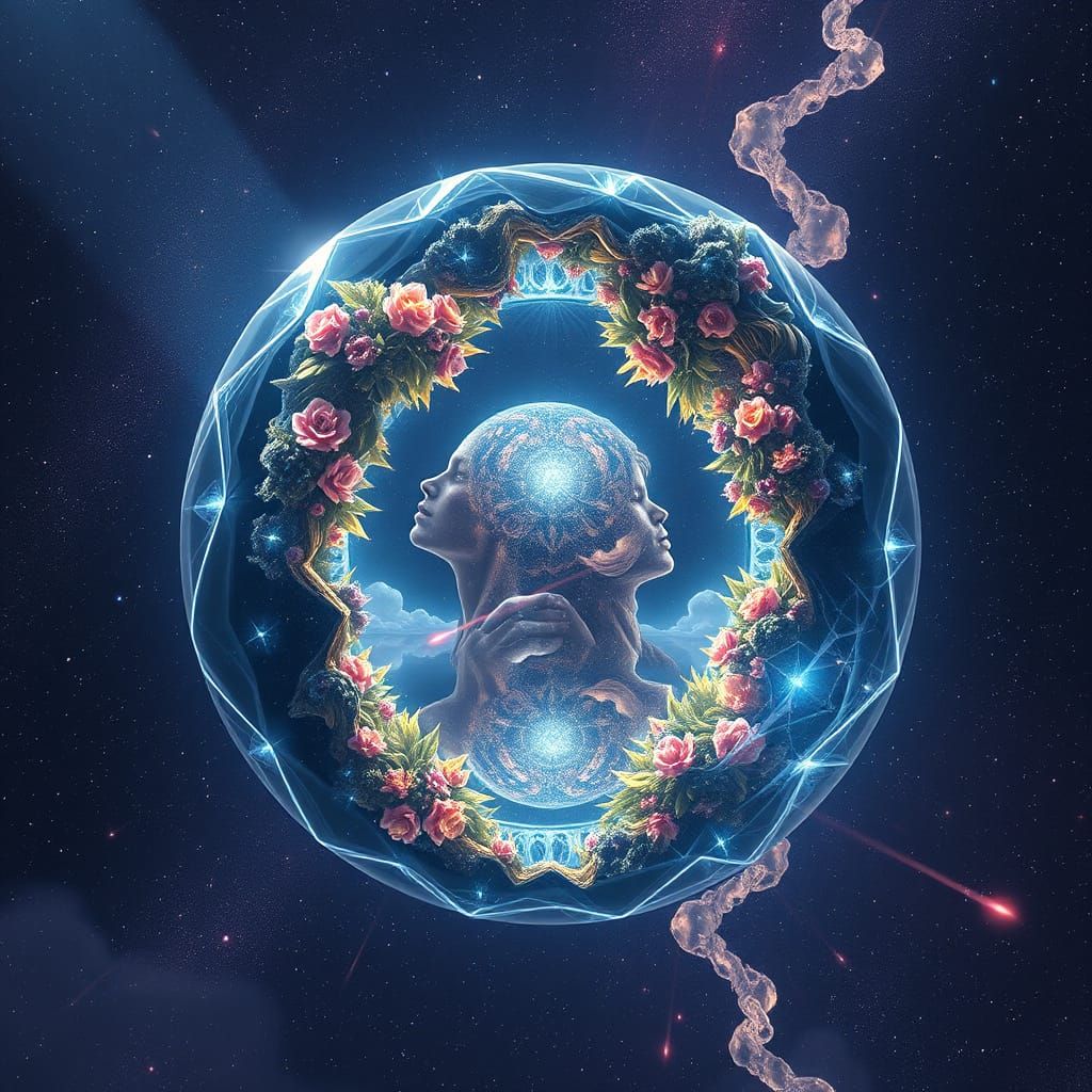 Quantum Mirror - Otherworldly Cosmic Mirror in Futuristic St...