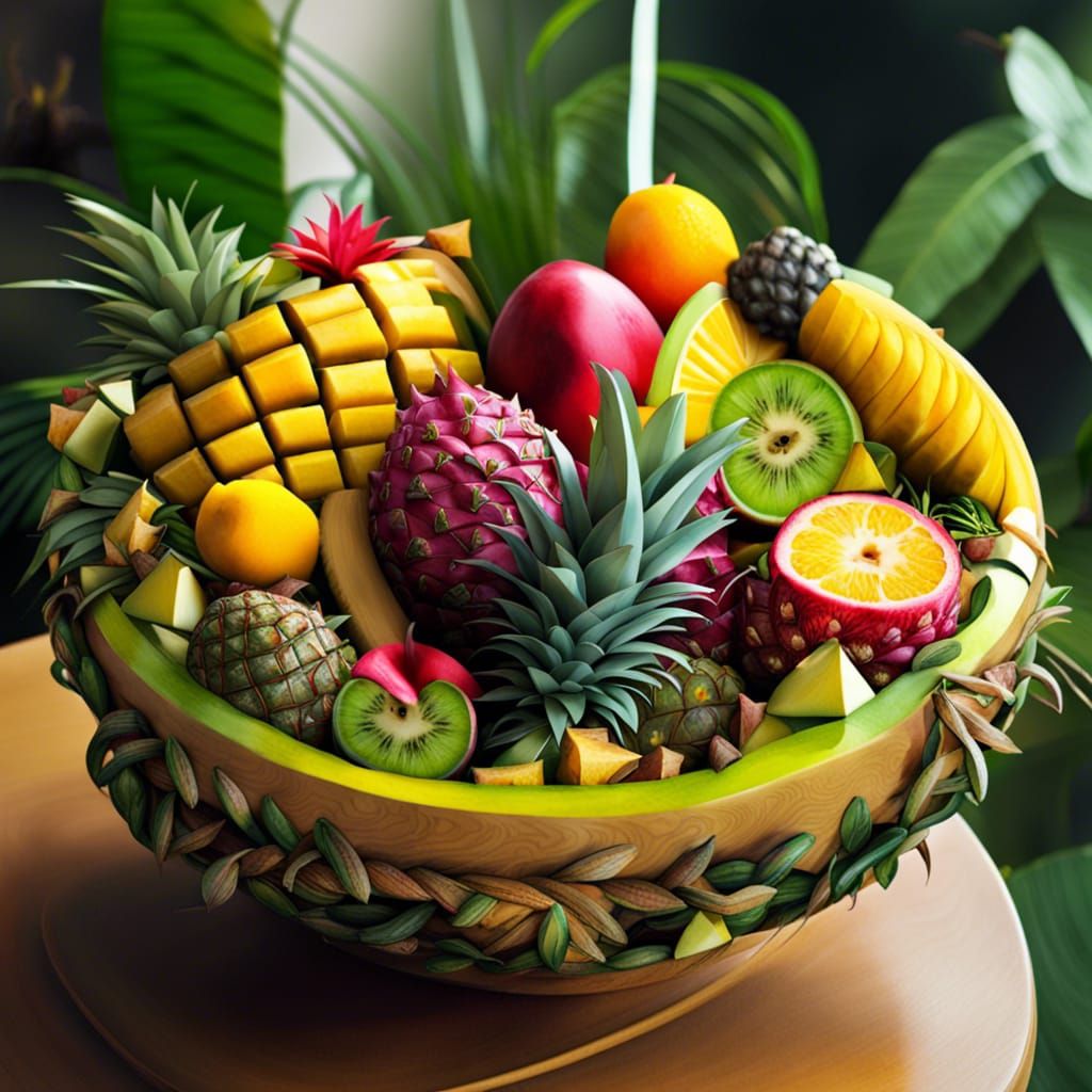 exotic fruit bowl - AI Generated Artwork - NightCafe Creator