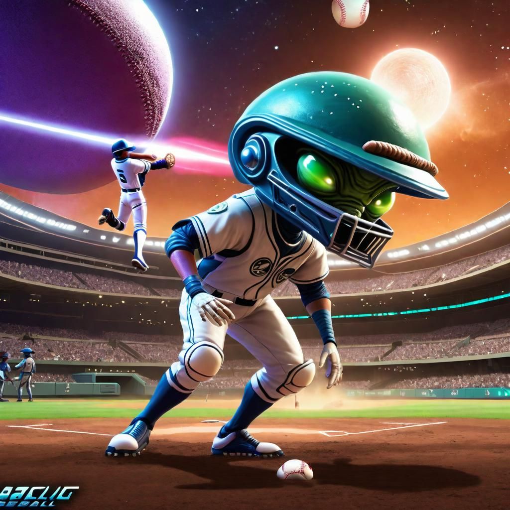 Alien vs human baseball game - AI Generated Artwork - NightCafe Creator