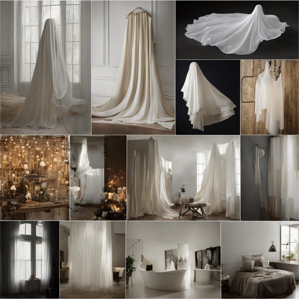 Ethereal Sheet Ghosts Aesthetic Mood Board - AI Art