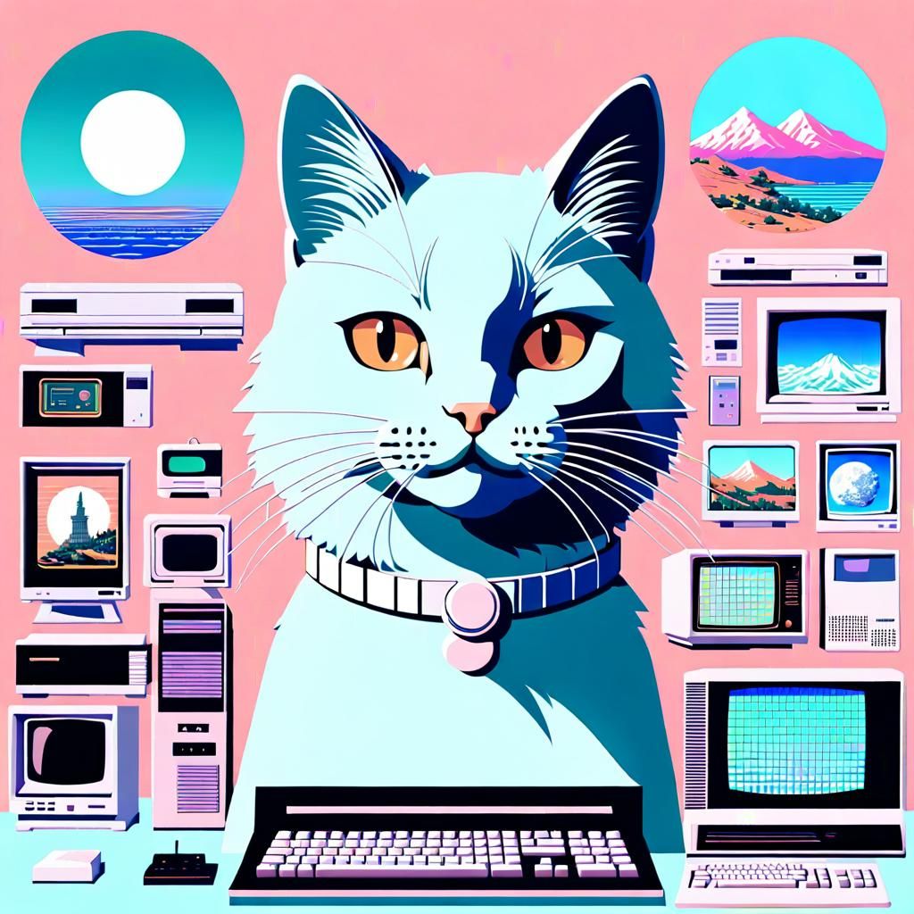 Vaporwave cat - AI Generated Artwork - NightCafe Creator