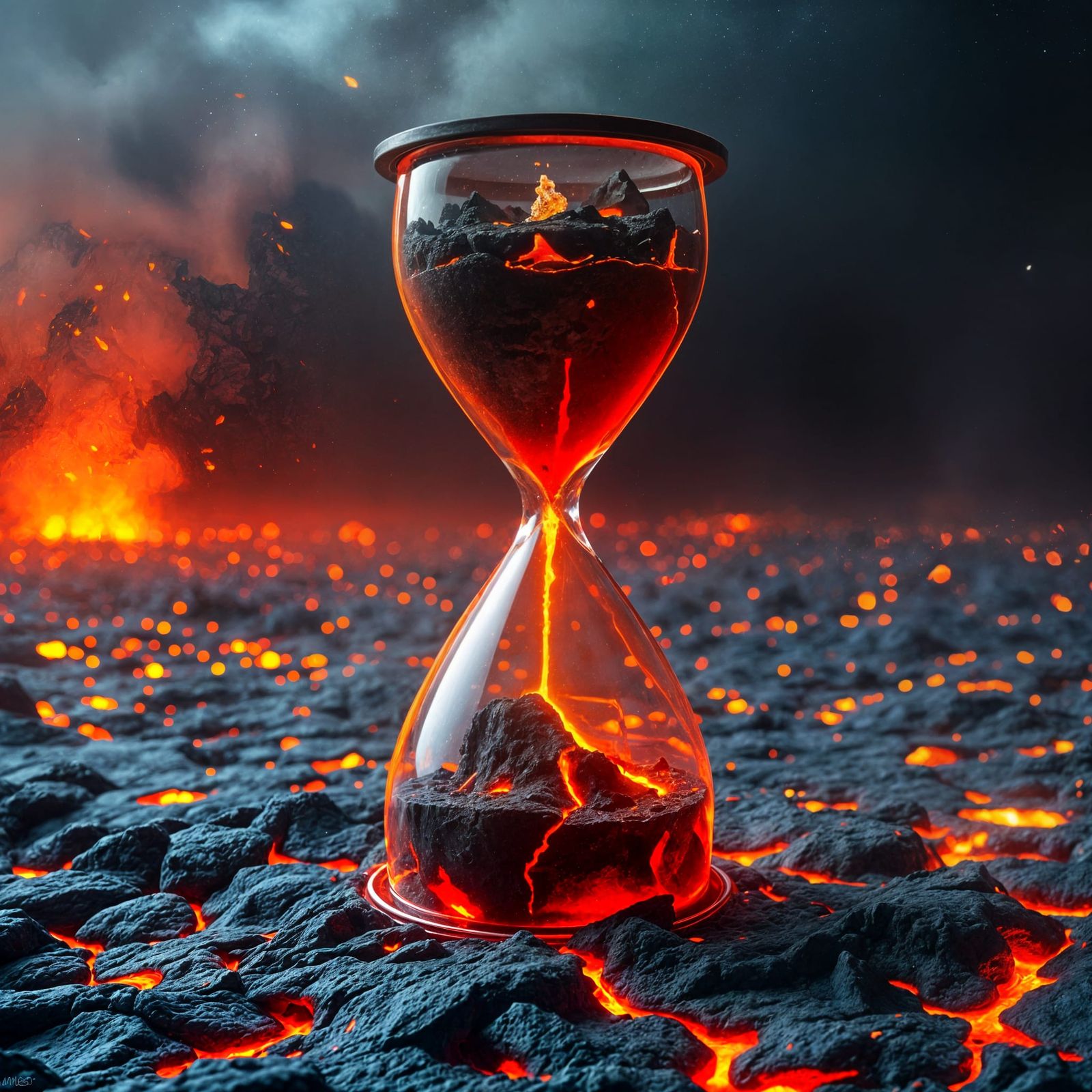 A glowing, magical hourglass Lava edition