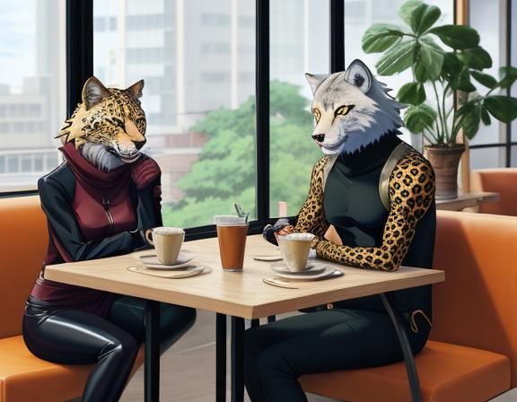 furry pair in café - AI Generated Artwork - NightCafe Creator
