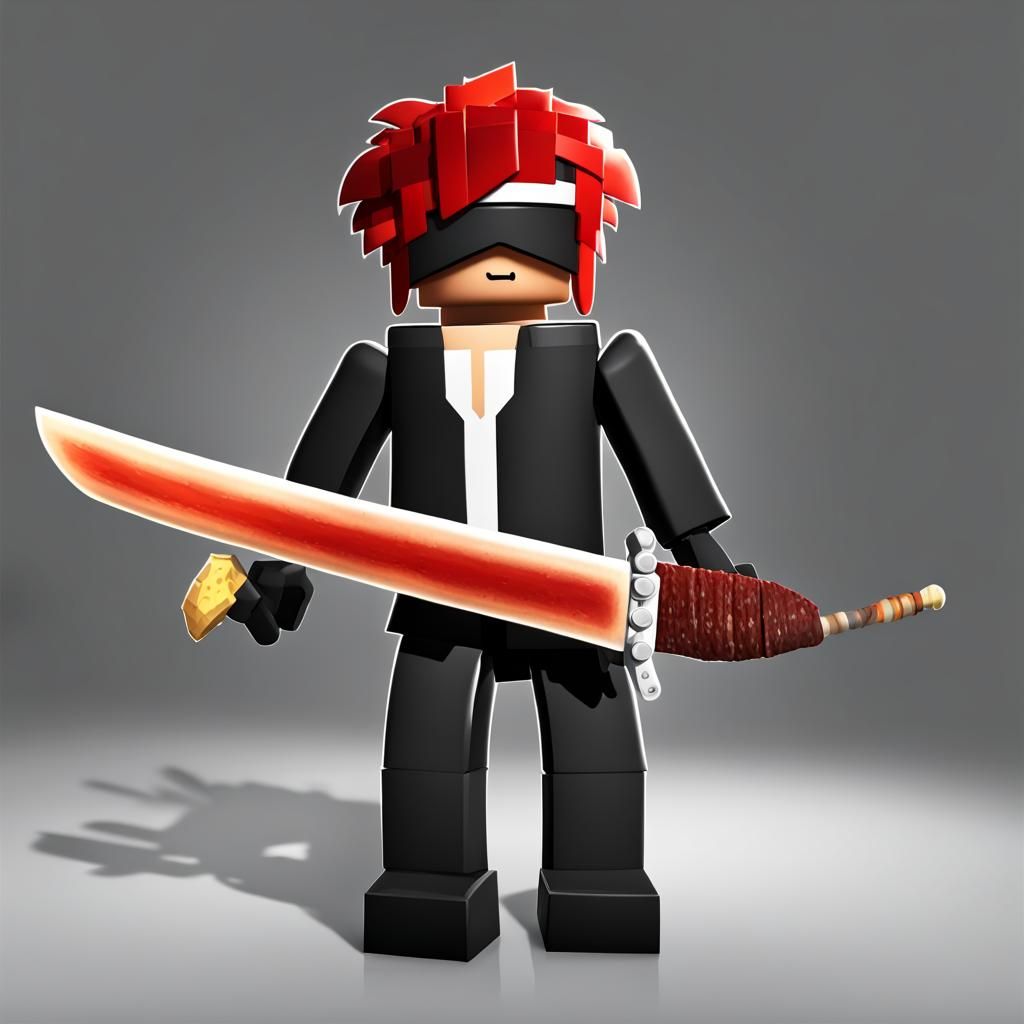 roblox bacon hair with a eyepatch, and a sword but looks human - AI ...