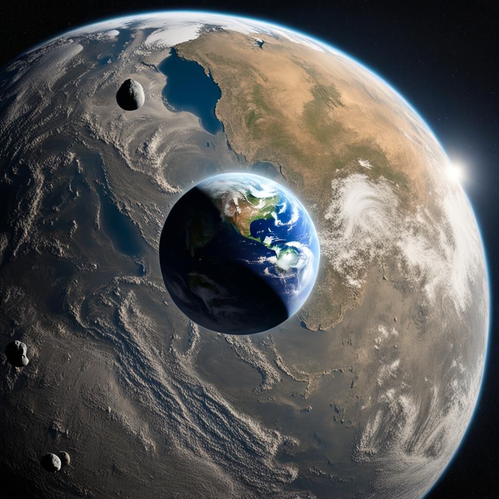 Giant earth and earth - AI Generated Artwork - NightCafe Creator