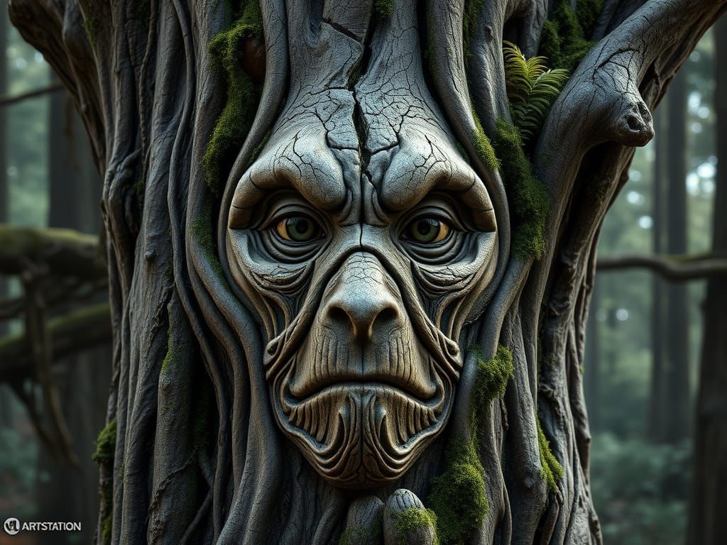 "Gulthias Tree" - Ancient Oak Avatar in Vibrant Woodland
