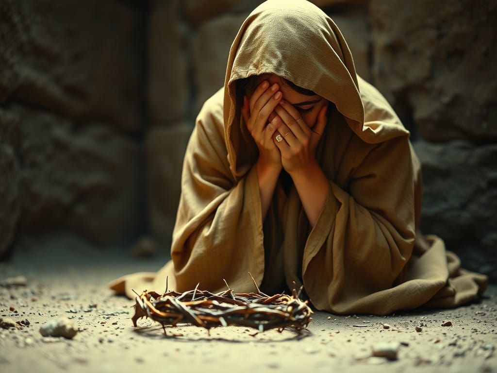 Ancient Israelite Woman in Mourning, Crowned with ... - AI Art