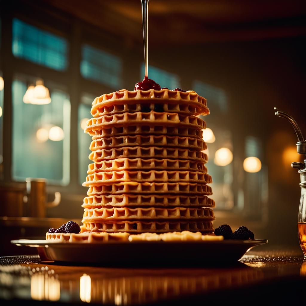 Waffles times 100 - Epic Diner Waffle Masterpiece in Cinemat...