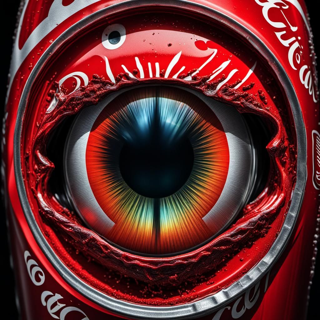 Coca-Cola can with devil's eye's - Coca-Cola Can in Melanc...
