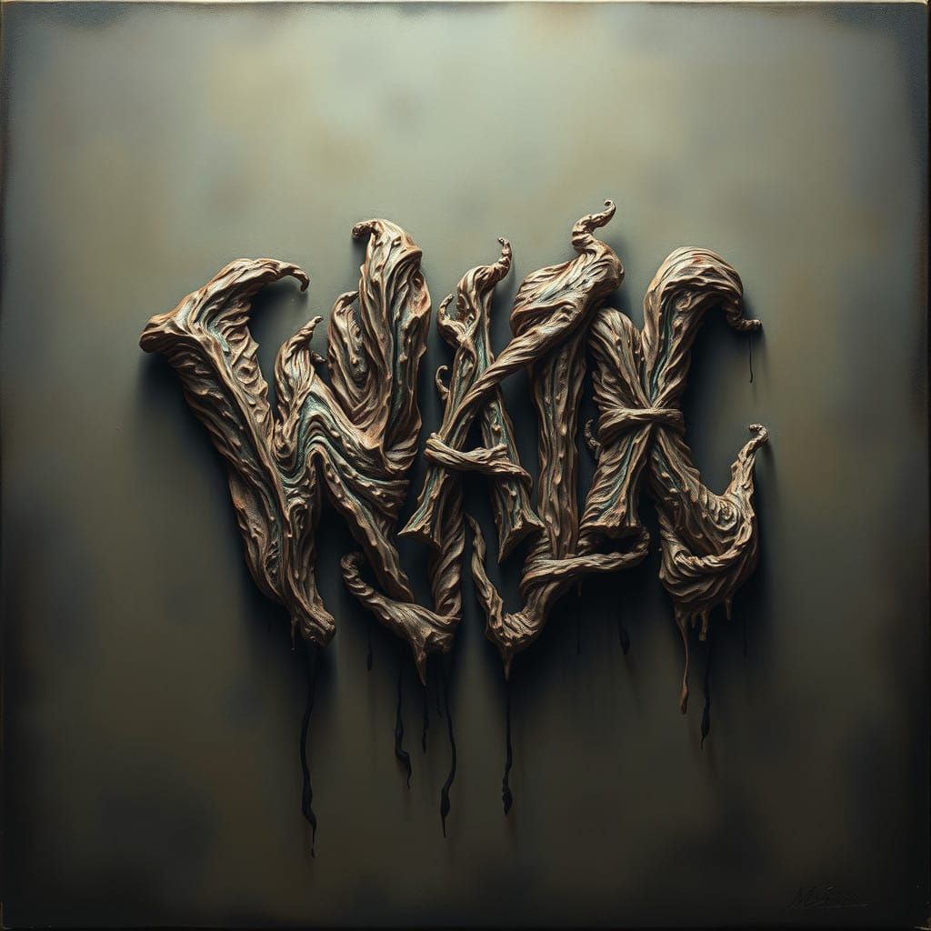 Surrealist Nightmare with Distorted Word, Muted Ma... - AI Art