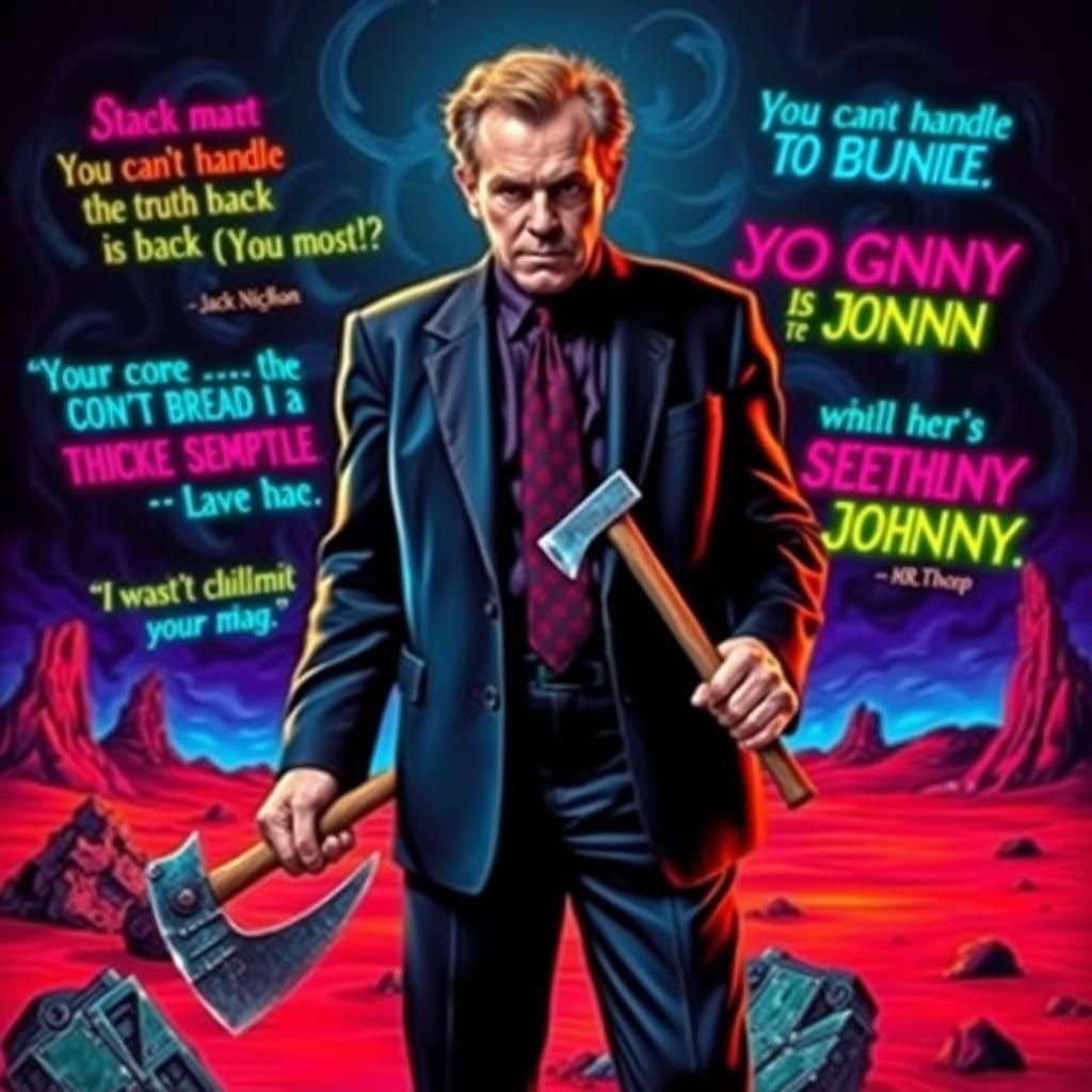 Trippy Nightmare of Jack Nicholson in Neon Hellsca... - AI Art